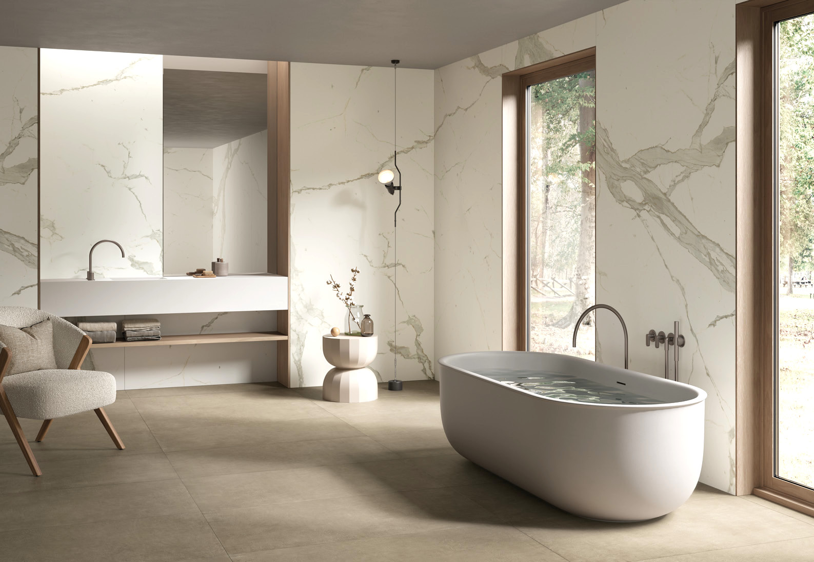 Marmor Badezimmer mit Platten & Marmoroptik | Wiebe Naturstein